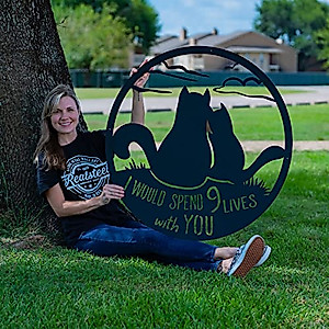 RealSteel 9 Lives Together Cats – Room Décor - Gift for Cat Lovers – Outdoor Wall Decoration – For Husband or Wife (Black, 12")