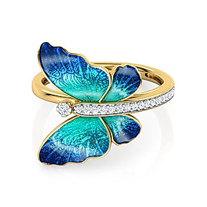 PowerFul-LOT statement rings for women Stackable Finger Ring Promise Band Butterfly Zircon Engagement Rings RG03