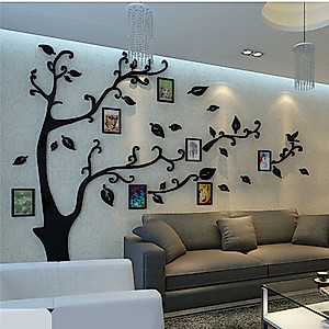 3D Tree Wall Stickers - DIY Photo Frame Tree Wall Decal Family Photo Frame Sticker Murals Wall Decor Living Room Bedroom TV Background Home Decorations (M:83 * 59in,Black Right)