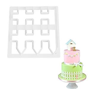AUNMAS Fence Cookie Cutter, Plastic Fondant Cake Fence Printing Cutting for DIY Fondant, Gum Paste, Polymer Clay, Cake Border Decorating, White Baking Tool