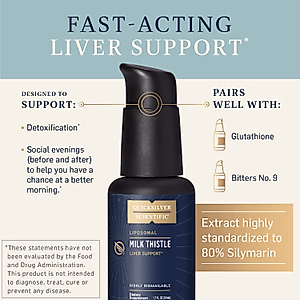 Quicksilver Scientific Nanoemulsified Milk Thistle - Silymarin Liquid with Liposome Delivery System - Immune, Detox + Liver Cleanse Support (1.7oz / 50ml)