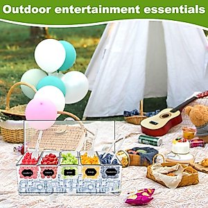 Ice Chilled Condiment Server Caddy, Bar Fruit Caddy with Lid and 5 Removable Compartments, Plastic Storage Food Container Clear Ice Condiment Serving Tray for Party, Toppings Bar Container