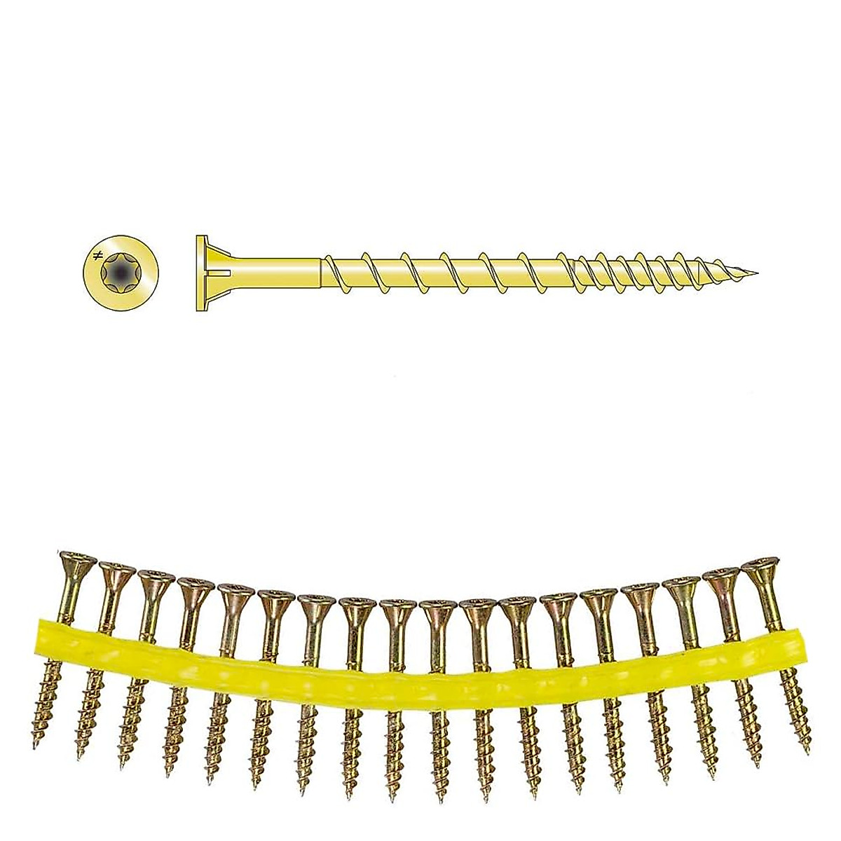 Simpson Strong-Tie WSV212S Strong-Drive WSV SUBFLOOR Screw (Collated) — 9 x 2-1/2 in. T25, Yellow-Zinc (1500-Qty)