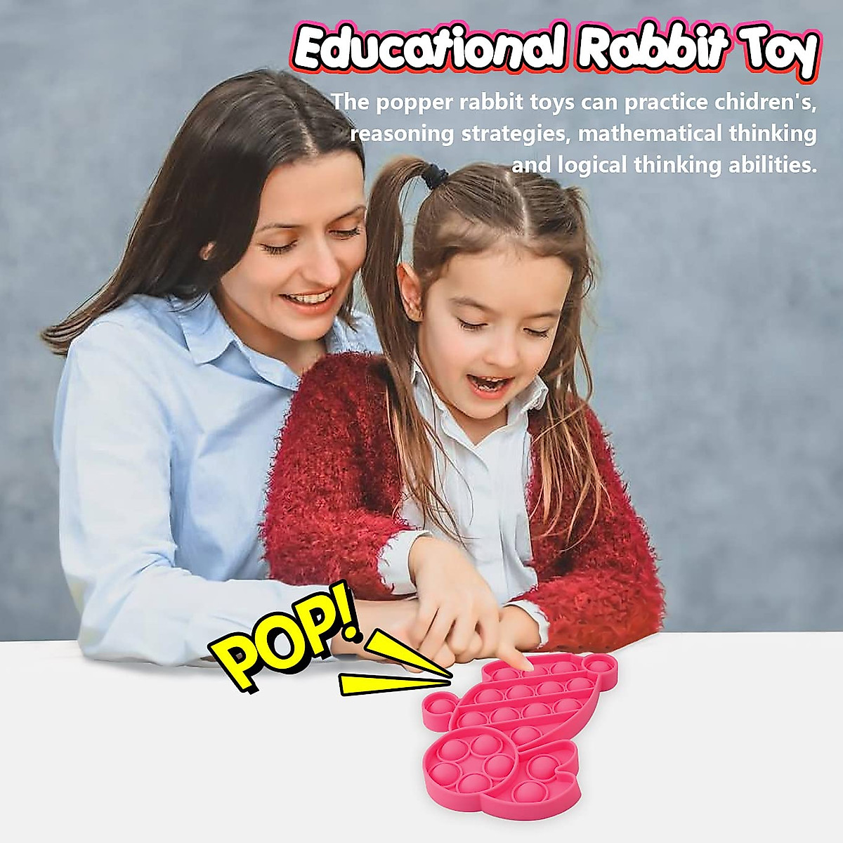 HFATMOS Bunny Pop Fidgets Toys, Silicone Push Pops, Carrot and Rabbit Push Pop, Bubble Fidget Toy for Kids Teens & Adults Rainbow Popper Gifts Poppers Figetget Boys Girls Toddler Toys