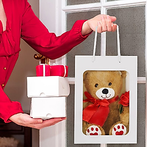 Cute Plush Bear with Rose and Red Heart Soft Plush Bear Stuffed Animal with Gift Bag for Mother's Day Present Lovely Bear for Kids Girlfriend Sofa Car Bedroom Decor, 8 Inches