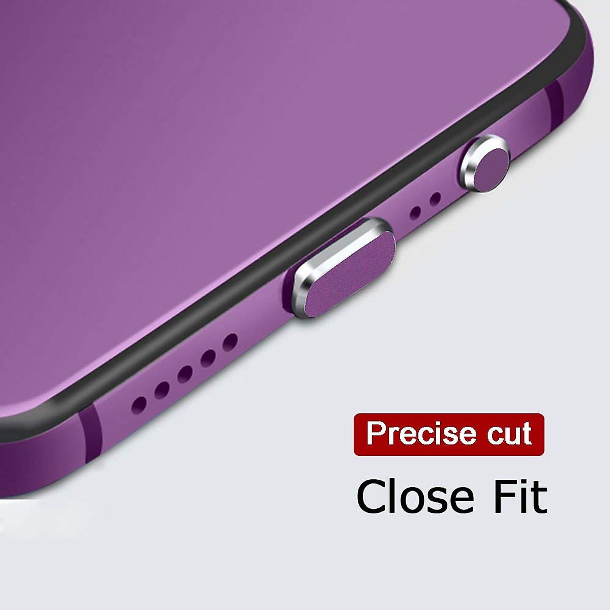 VIWIEU USB C Port Dust Cover Plug Cap 2 Metal Anti Dust Protectors for Smartphone MacBook Pro Air Laptop Charging Port with SIM Card Removal Pin Compatible with Samsung Galaxy S24 S23 S22 S21(Purple)