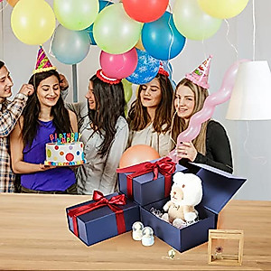 Ditwis 4 Pack 9.5x7x4 Inches Gift Boxes with Magnetic Closure Lids, Blue Magnetic Box for Wedding, Groomsmen Bridesmaid Proposal, Birthdays, Mother's Day