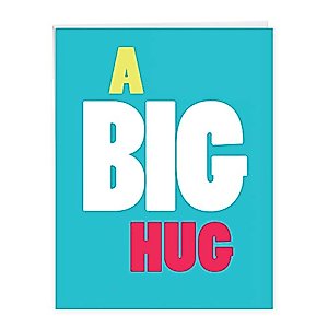 NobleWorks - 1 Large Blank Greeting Card (8.5 x 11 Inch) - All Occasion Notecard with Envelope, Big Bold Letters - Big Hug J9652