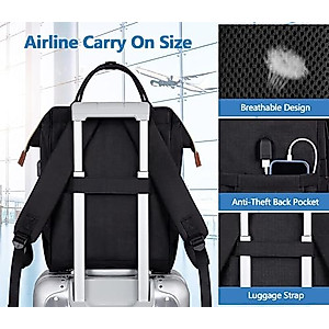 kasibon17.3 inch Laptop Backpack for Women, Large Wide Top Open Travel Backpack Work Bag Water Resistant Anti Theft Backpack with Charging Port