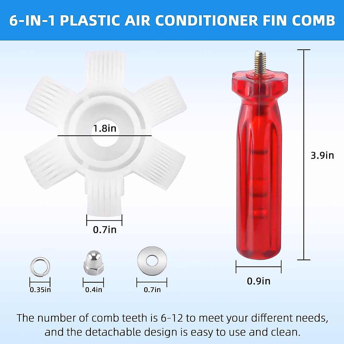 AMI PARTS 3 PCS Air Conditioner Fin Comb Condenser Fin Straightener Include FCR6 Fin Comb, Plastic Air Conditioner Fin Comb and Metal Radiator Fin Comb for Air Conditioner Condenser