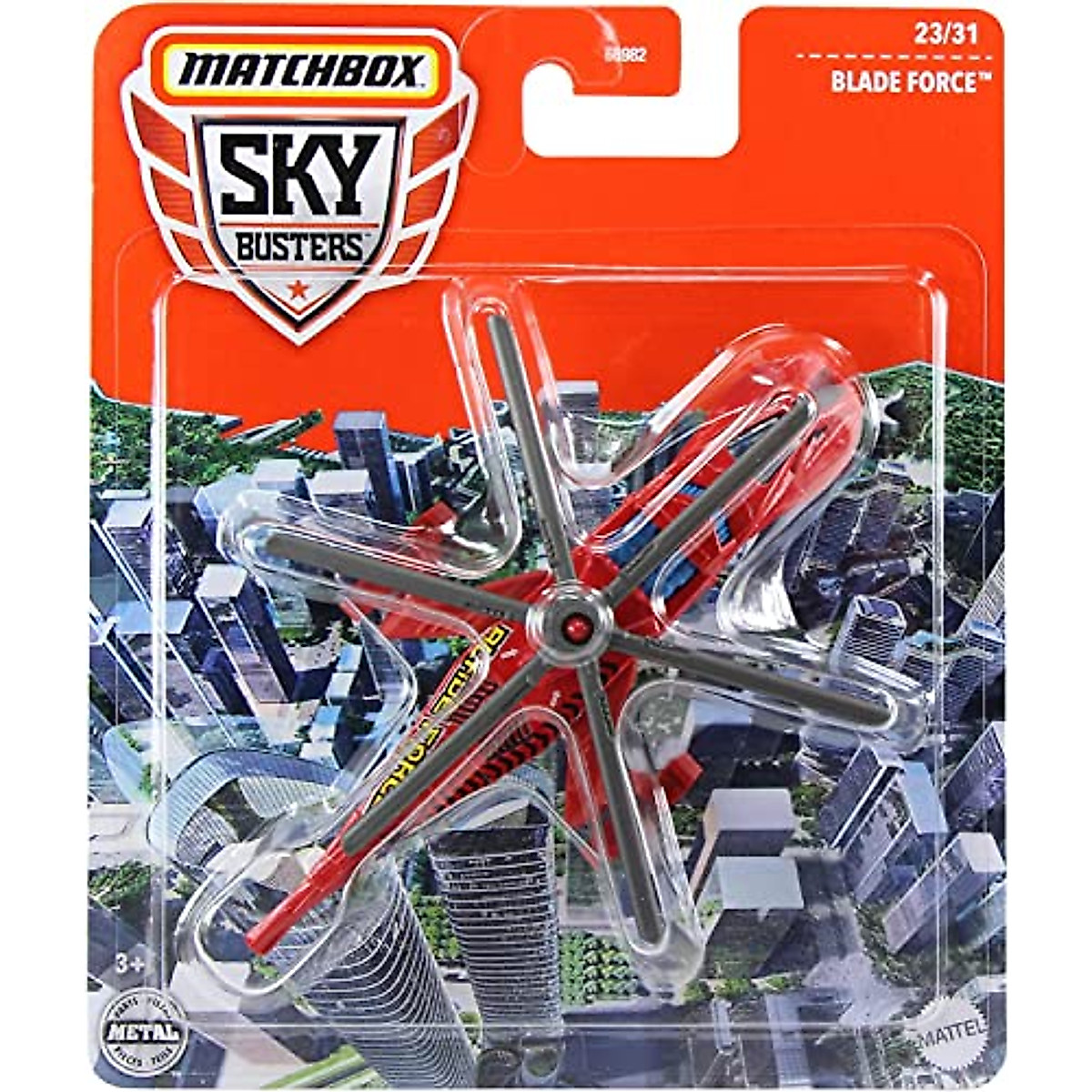Toptoys2u Bargain Bundles Matchbox Sky Busters Diecast Models 4 Pack Bundle City Skyline Theme - Crop Duster, Blade Force Helicopter, Boeing 747-8 Intercontinental & Biplabe-A
