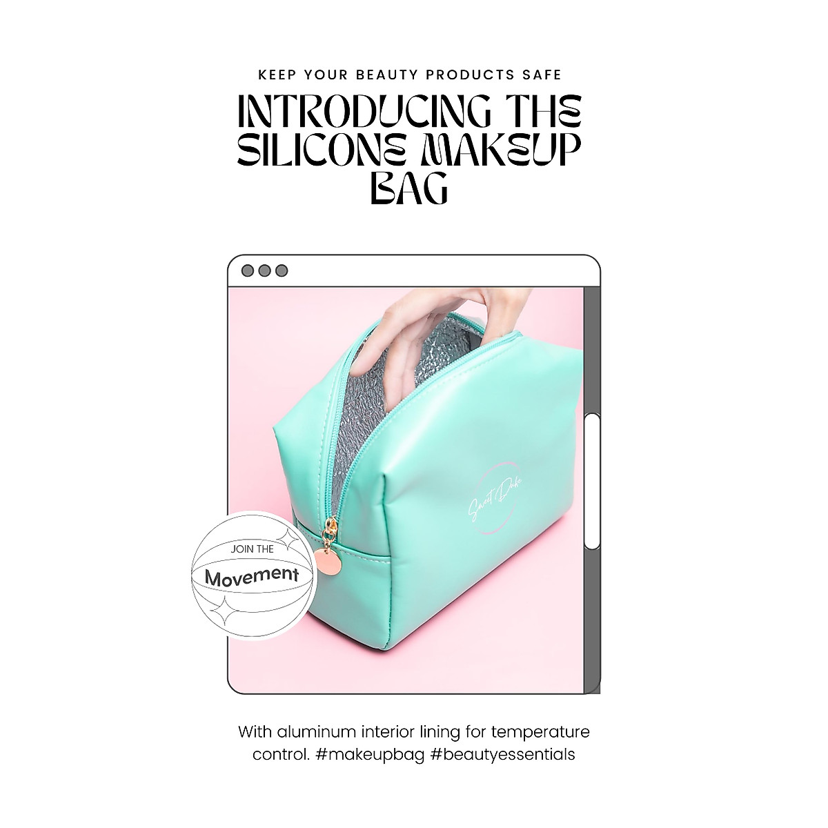 Premium PU Makeup Bag with Insulated Design & Vegan Synthetic Leather - Keep Your Makeup Safe and Dry with Water Resistant Cosmetic Bag - Perfect for Travel and Easy Cleaning