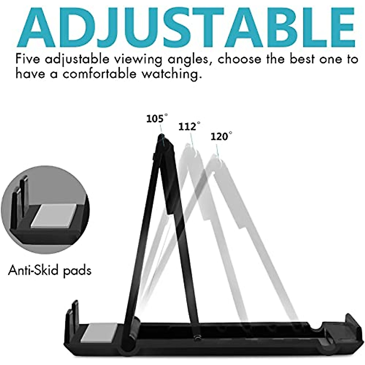 Cell Phone Stand 4 Pack, Tablet Stand Multi-Angle, Universal Phone Stand for Desk,Compatible Phone 13 12 Pro Plus All Android Smartphones,(Black)