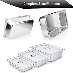 4" Deep Steam Table Pan Full Size, Kitma 14 Quart Stainless Steel Anti-Jam Standard Weight Hotel GN Food Pans - NSF (20.87"L x 12.8"W) - 6 Pack