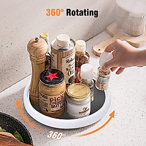 Rarapop 2 Pack Non Skid Lazy Susan Turntable Display Stand, 10-Inch Rotating Spice Rack Spinning Organizer for Cabinet, Pantry, Refrigerator, Countertop