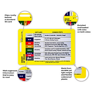 Silver Maple Leaf Vertical Order of Draw Badge Card for Phlebotomy – Order of Blood Draw Card for Nurses,Nursing Clinicians and RN Students – Phlebotomy Draw Order Cheat Sheet – Durable and Reliable