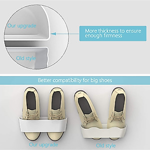 Yocice Wall Mounted Shoes Rack 2Pack with Sticky Hanging Strips, Plastic Shoes Holder Storage Organizer,Door Shoe Hangers (SM03-White-2)