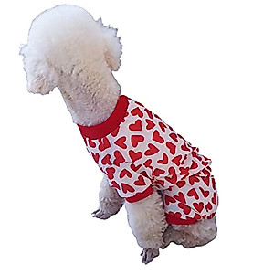 GUOHAN Summer Dog Clothes Pet Warm Four-Legged Pajamas Short Sleeve Pet Clothes Red S