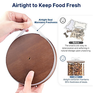 31 oz/10 cups Stainless Steel Dog Treat Container Airtight with Wooden Lid to Keep Fresh, Metal Dog Food Storage Container with Ceramic Bone Handle, Easy Clean Dog Treat Jar, Cat Treat Container Bin
