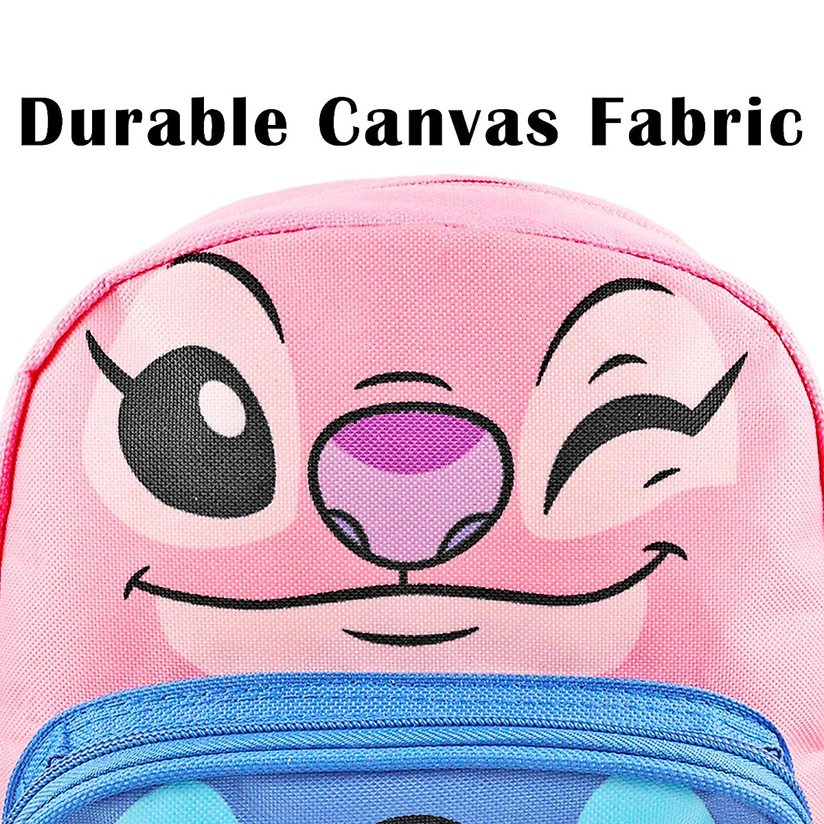 Stitch and Angel Mini Backpack for Girls - 10” Canvas Stitch Backpack with Front Pocket Plus Bottle | Lilo and Stitch Backpack Bundle