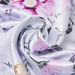 Satin Pillowcase for Hair and Skin White Satin Pillow Cases for Women 2 Pack Floral Satin Pillowcases Standard Set of 2 100% Satin Pillowcase with Envelope Closure (20x26 White)