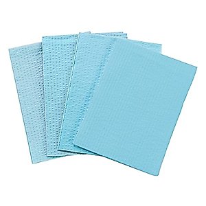 Avalon Papers Bibs/Towels, Blue, 13" x 18" (Pack of 500) - Waffle Embossed - 2-Ply Tissue - Poly Back Dental Bib to Prevent Leak Through - Dental Consumables (1053)