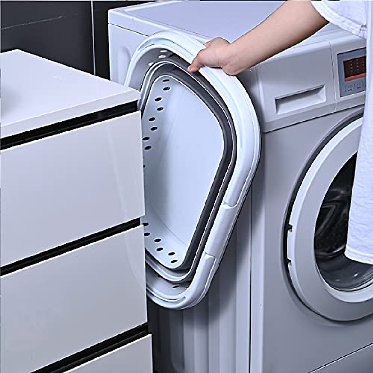 Haundry Collapsible Laundry Basket - 42L Foldable Plastic Laundry Hamper with Handles, Pop-up Basket for Laundry, Portable College Essentials Clothes Hamper