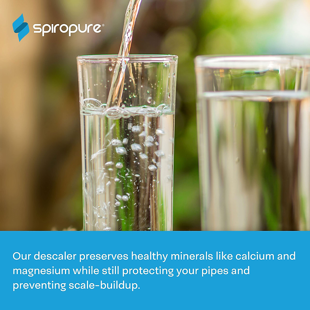 SpiroPure 10x4.5 Hard Water Filter, Salt Free Water Softener & Anti-Scale Filter for Shower, Sink, & Whole House, Scale Inhibitor, Descaling Cartridge, Descaler Filter