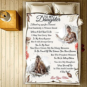 Launchigo Customized to My Daughter Blanket. Cozy Fleece Blanket for Birthday, Christmas & Daughter's Day Gift [Custom] (Daughter Blanket 12, 50" X 60")