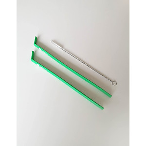 KoffieStraw Reusable Straws | 2-Pack Straws with Stainless Steel Cleaning Brushes | Long Lasting & BPA-Free Standard Size Straws for Coffee, Tea, Milk, Cold and Hot Drink | Green - 8", 10"