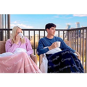 WOLF CREEK BLANKET Co. - Compassion Blanket - Strength Courage Super Soft Warm Hugs, Get Well Gift Blanket Healing Thoughts Positive Energy Love & Hope & Fluffy Comfort (50 x 65 Navy Blue)