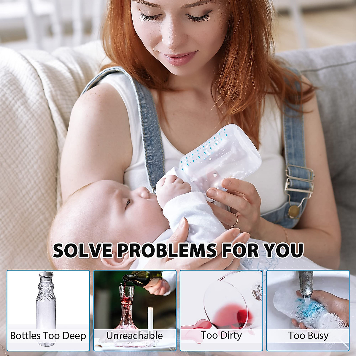 Glass Rinser for Kitchen Sink, Quick Bottle Washer Accessories, Stainless Steel Glass Washer For Sink, Automatic Faucet Glass Rinser, Cup Cleaner Sink Attachment for Home, Cafe or Bar, Brushed Nickel