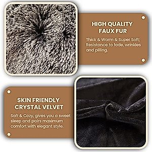 MEGO Luxury Shaggy Plush Duvet Cover Set, Soft 3 Pieces Fluffy Faux Fur Comforter Cover Set King Size, Fuzzy Velvet Bedding Set(1 Furry Duvet Cover + 2 Pillow Shams), Zipper Closure(King, Black Ombre)