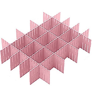 ZZ Lighting 8 Pcs Plastic DIY Grid Drawer Divider Finishing Shelves for Home Tidy Closet Makeup Socks Underwear Kitchenware Pink