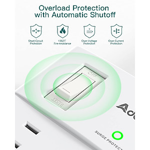 Power Strip Surge Protector - Addtam 16 Outlets(4-Side) and 4 USB Ports 5 Ft Flat Plug Extension Cord, Overload Surge Protection Outlet Strip, Wall Mount for Home, Office and More