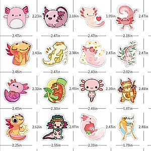 Cute Reptiles Stickers, 52Pcs Vinyl Waterproof Axolotl Stickers, Gifts for Kids, Women,Teens Classmate Colleagues,Adults