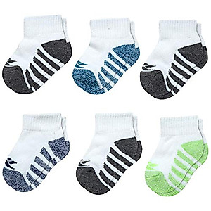 Reebok Girl's 6 Pack, 12 Pack Comfort Cushion Quarter Cut Socks (Infant/Toddler), Size 12-24 Months, White (6 Pack)