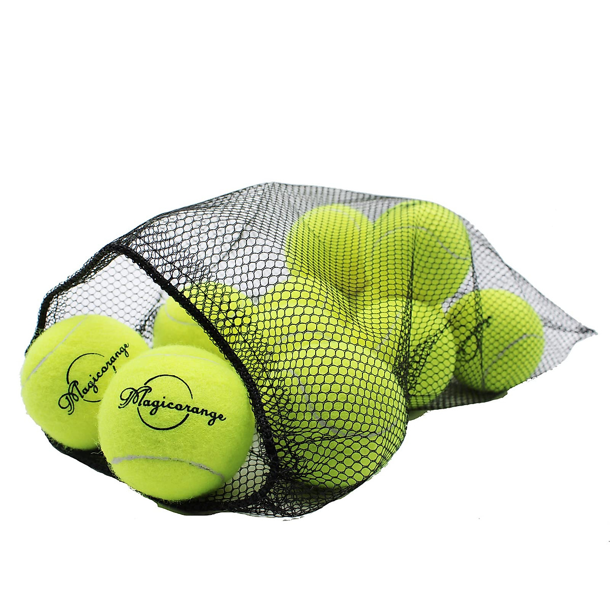 Magicorange Tennis Balls, 12 Pack Advanced Training Tennis Balls Practice Balls, Pet Dog Playing Balls, Come with Mesh Bag for Easy Transport, Good for Beginner Training Ball (Green)