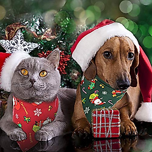 4 Pieces Christmas Dog Bandanas Pet Triangle Scarf Plaid Santa Pattern Pet Kerchief Snowflake Accessories Bibs for Dog Cat Pet