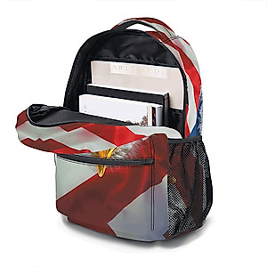 DTCCET Classic Eagle Backpack, American Flag Laptop Bag Cool Daypack with Multiple Pockets, 3D Printed Shoulders Backpack(Eagle & American Flag)