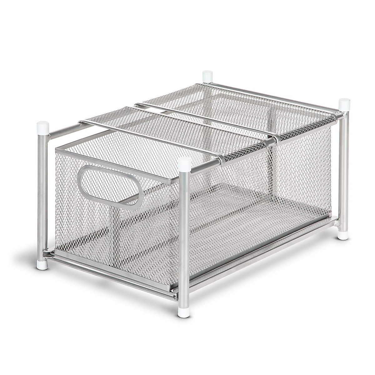 Home Zone Living Under Bathroom Sink Organizer – Sliding Basket, Inside Cabinet Storage