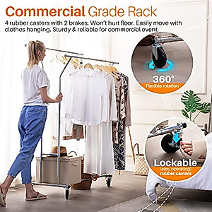 HOKEEPER 330 Lbs Double Clothing Garment Racks Commercial Rolling Clothes Rack for Hanging Clothes Heavy Duty Portable Collapsible Chrome