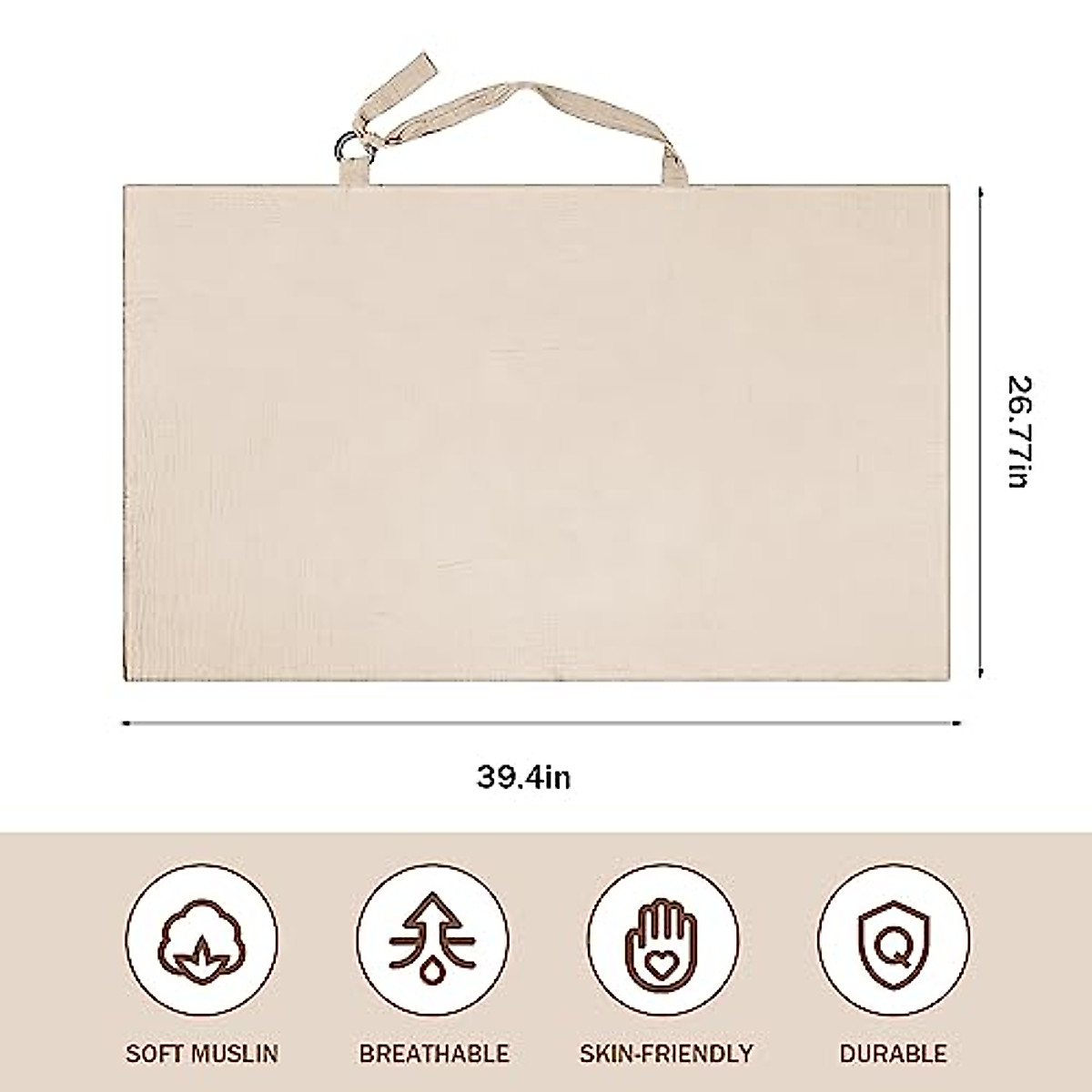 HealthSTEC Baby Nursing Cover - 360° Full Privacy Breathable Cotton Built-in Burp Cloth & Pocket - Versatile Cover for Breastfeeding Car Seat Shopping Cart Stroller (Khaki)