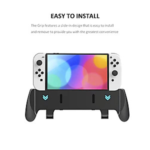 ECHZOVE Switch OLED Grip, Comfortable and Ergonomic Gaming Portable Protective Handheld Grip, Joy Con and Switch OLED Control, Accessories for Switch 2021 with Game Slots and Kickstand - Black
