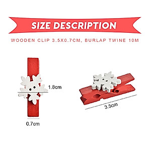 Souarts Pack of 50pcs Christmas Clips, Snowflake Red Wood Clothespins for Game Favors Craft, Wood Clips Set for Card Paper Photo Photography Activity (Red)