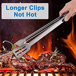 16-inch & 12-Inch Grill Tongs for Cooking BBQ Heavy Duty Extra Long Grilling Tongs, Premium Set 2 pack