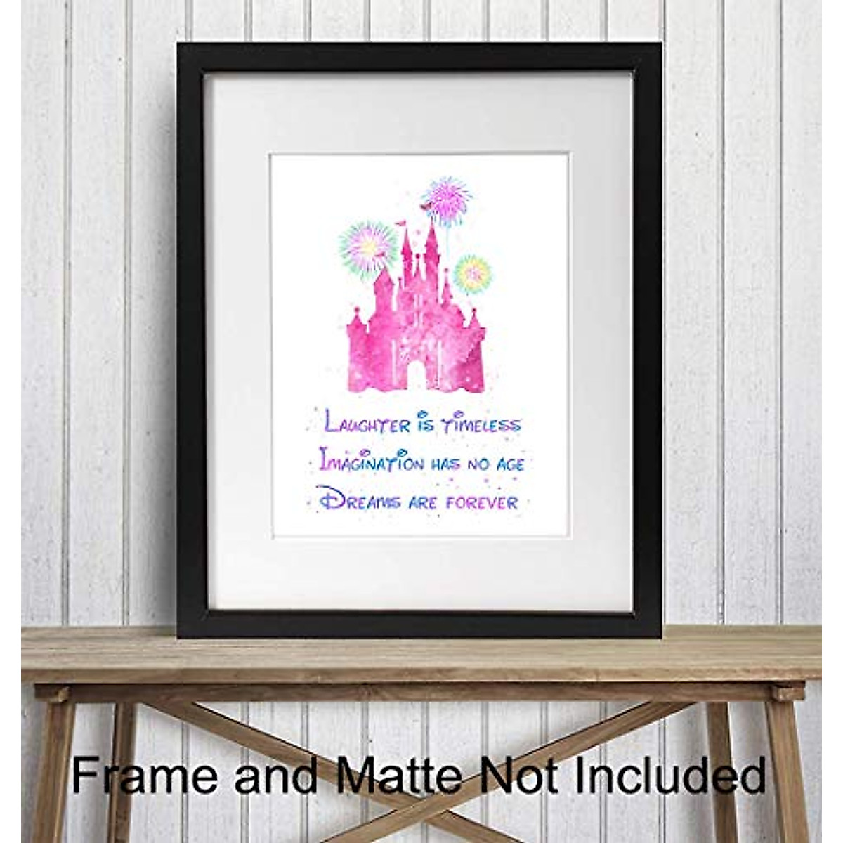 Quote Wall Art Poster Print - 8x10 Castle Cute Pink Girls Room, Bedroom Decoration, Home Decor - Inspirational Motivational Gift for Kids and Women - 8x10 Unframed Photo print
