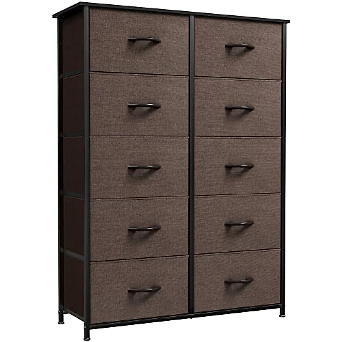 YITAHOME 10 Drawers-Fabric Storage Tower, Organizer Unit for Bedroom (Charcoal) Dresser, Coffee & Storage Dresser, Coffee