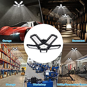 LIGHTSTARTER 1 Pack LED Garage Light 120W Led Shop Light 12000LM 6500K Garage Lights Ceiling Led with 5+1 Deformable Ultra Bright Panel for Garage, Workshop E26/E27 Compatible (1 Pack-120W)