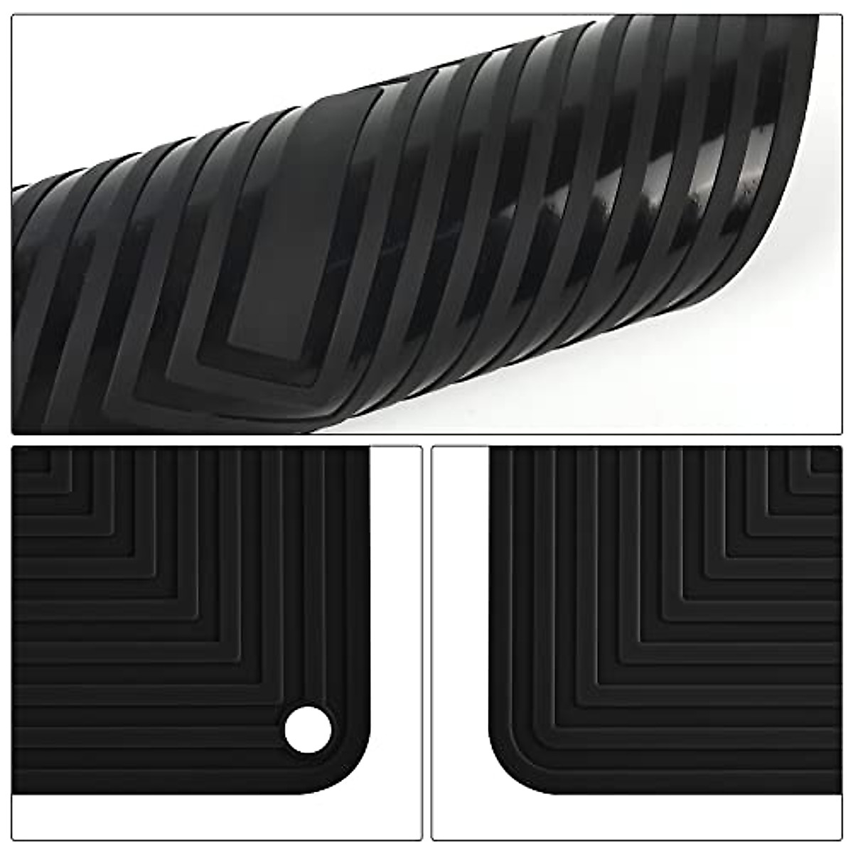 IFFMYJB Silicone Trivet Mats for Hot Pots & Pans Hot Dishes, Silicone Pot Holders, Hot Pads for Kitchen, Multipurpose Heat Resistant Mat for Silicone Hot Pads, Trivet Mat 2 Set Black
